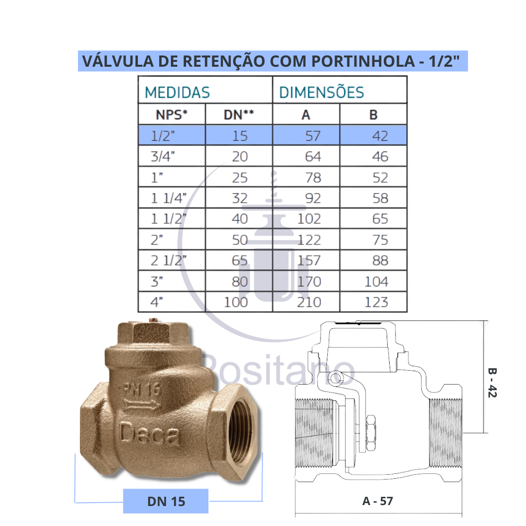 Válvula de Retenção Portinhola Bronze BSP - Fig. 053 - Deca - Aços ...