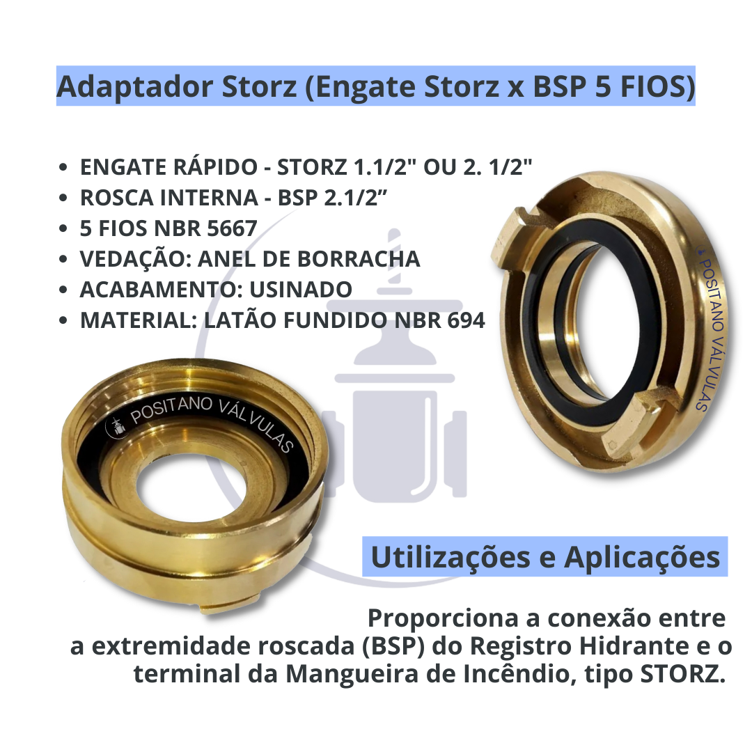 Adaptador Storz p/ Hidrante (Engate Storz x BSP 5 FIOS) - Aços Positano ...