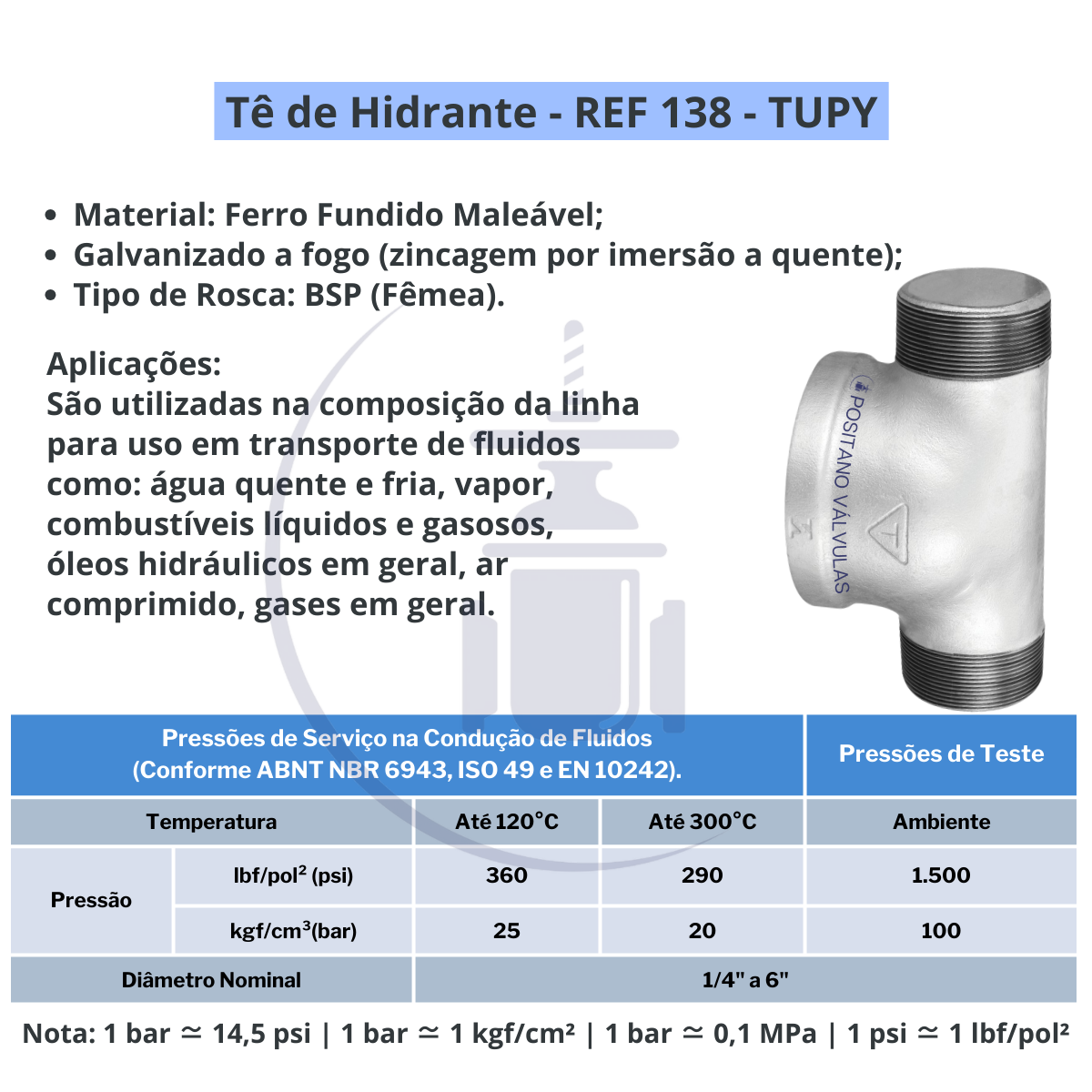 Tê de Hidrante Galvanizado Rosca BSP - REF 138 - TUPY - Aços Positano ...