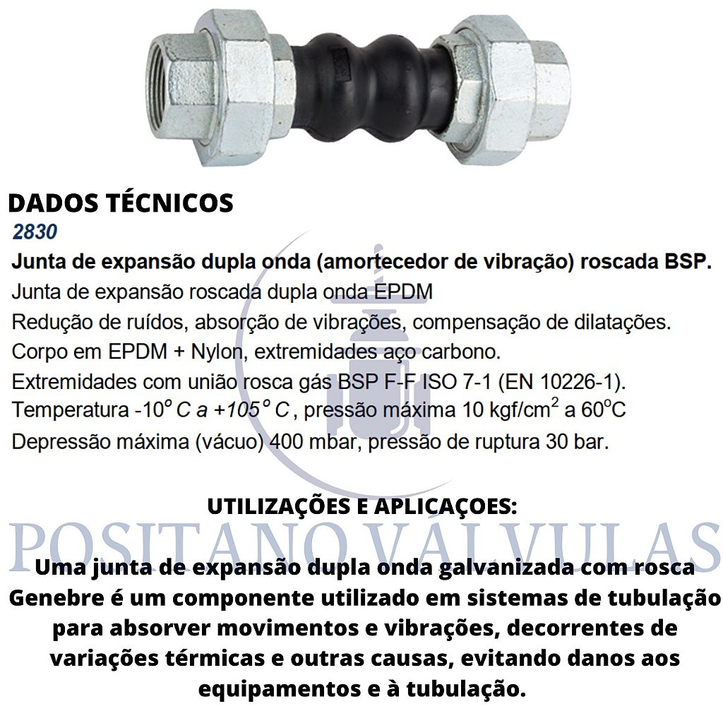 Junta de Expansão Rosqueada Dupla Onda Ref 2830 GENEBRE - Aços Positano ...