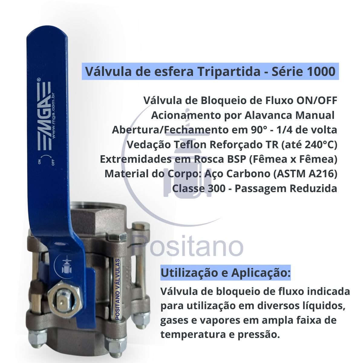 Válvula de Esfera Tripartida S1000 A/C BSP CL300 Passagem Reduzida ...