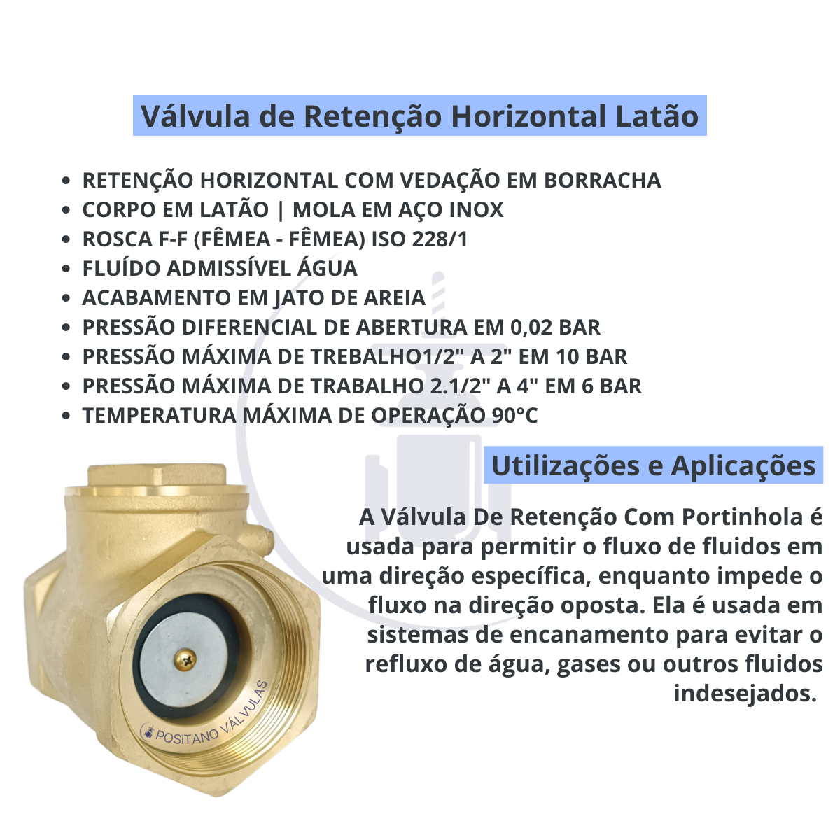 Válvula Retenção Horizontal com Portinhola de Latão - Aços Positano ...