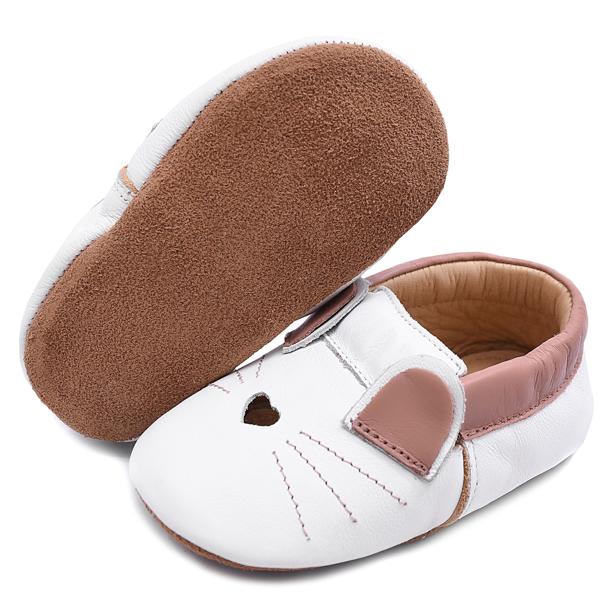 Calçado Moccs Infantil Unissex de Couro Cor Branco - Bili Bil - Bili Bilu