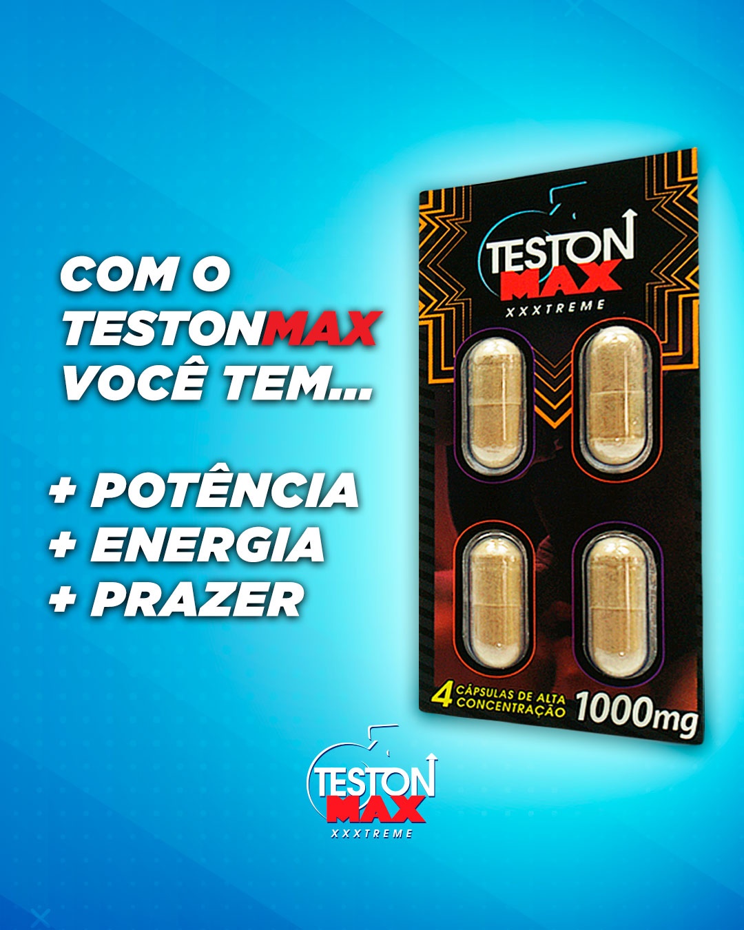 Teston Max Xtreme 4 cápsulas 1000mg - FarmaViver - Farmácia Online 24 horas