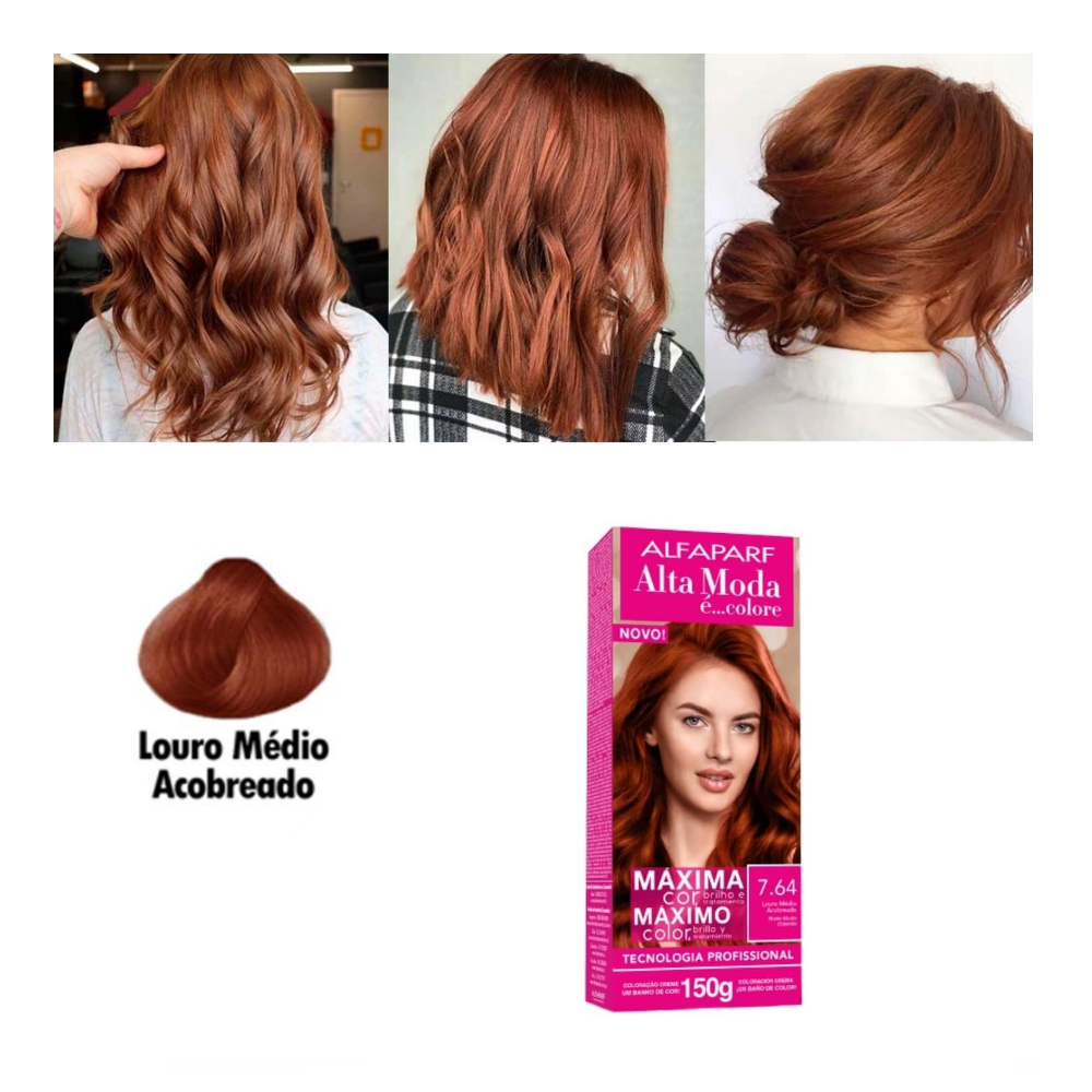TINTURA 7.64 LOURO MEDIO ACOBREADO ALTA MODA 150Go - FarmaViver