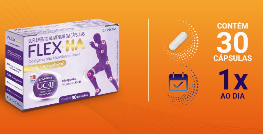 Flex HA Suplemento Alimentar de Colágeno Gennoma Lab 30 Cps - FarmaViver - Farmácia Online 24 horas