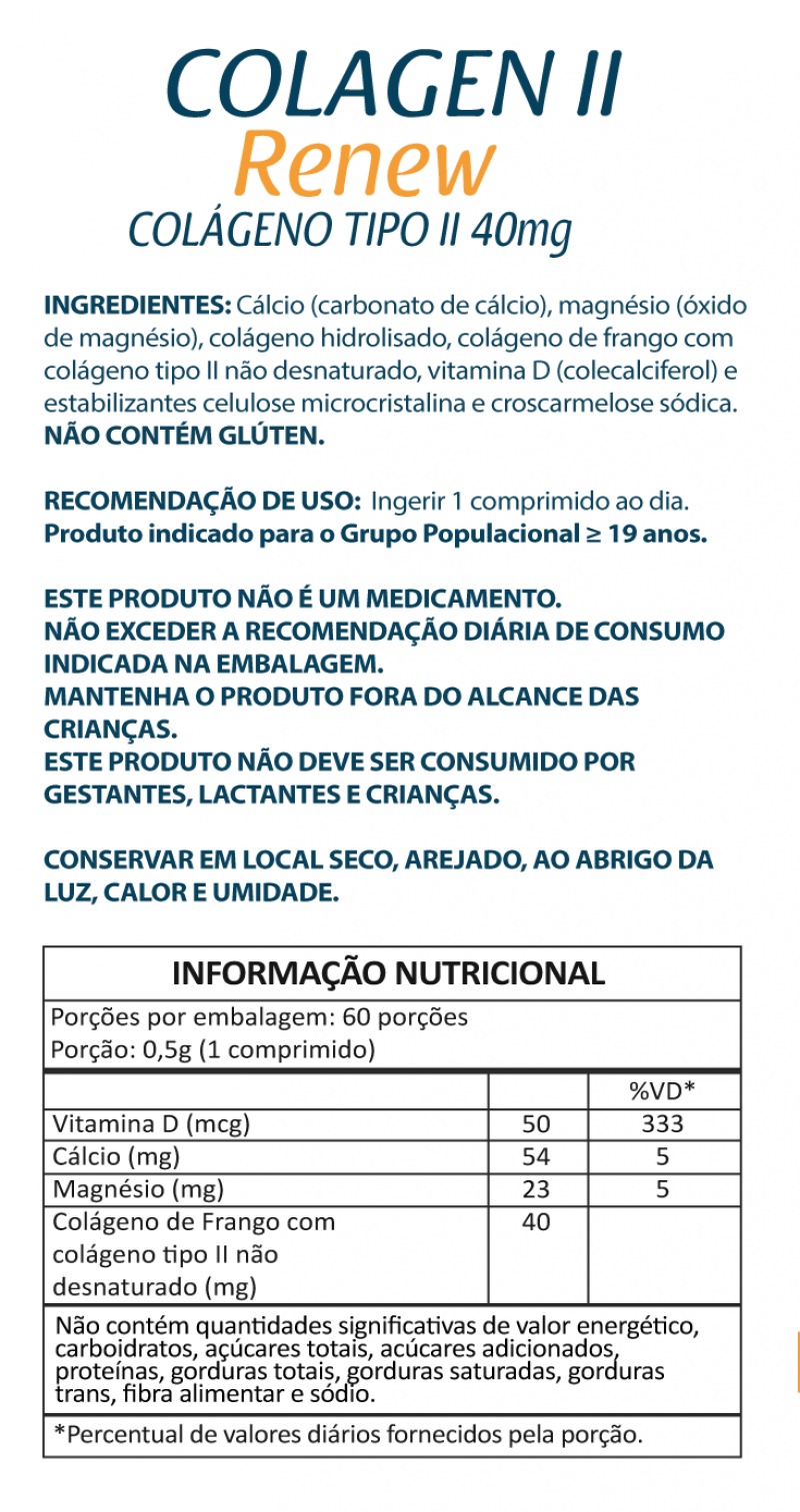 COLAGEN TIPO II RENEW BIONATUS - FarmaViver - Farmácia Online 24 horas