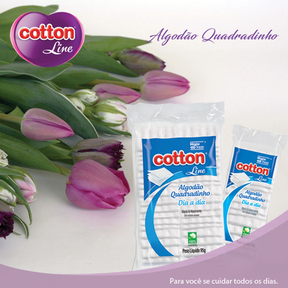 ALGODÃO QUADRADINHO COTTON LINE 40G - FarmaViver - Farmácia Online 24 horas