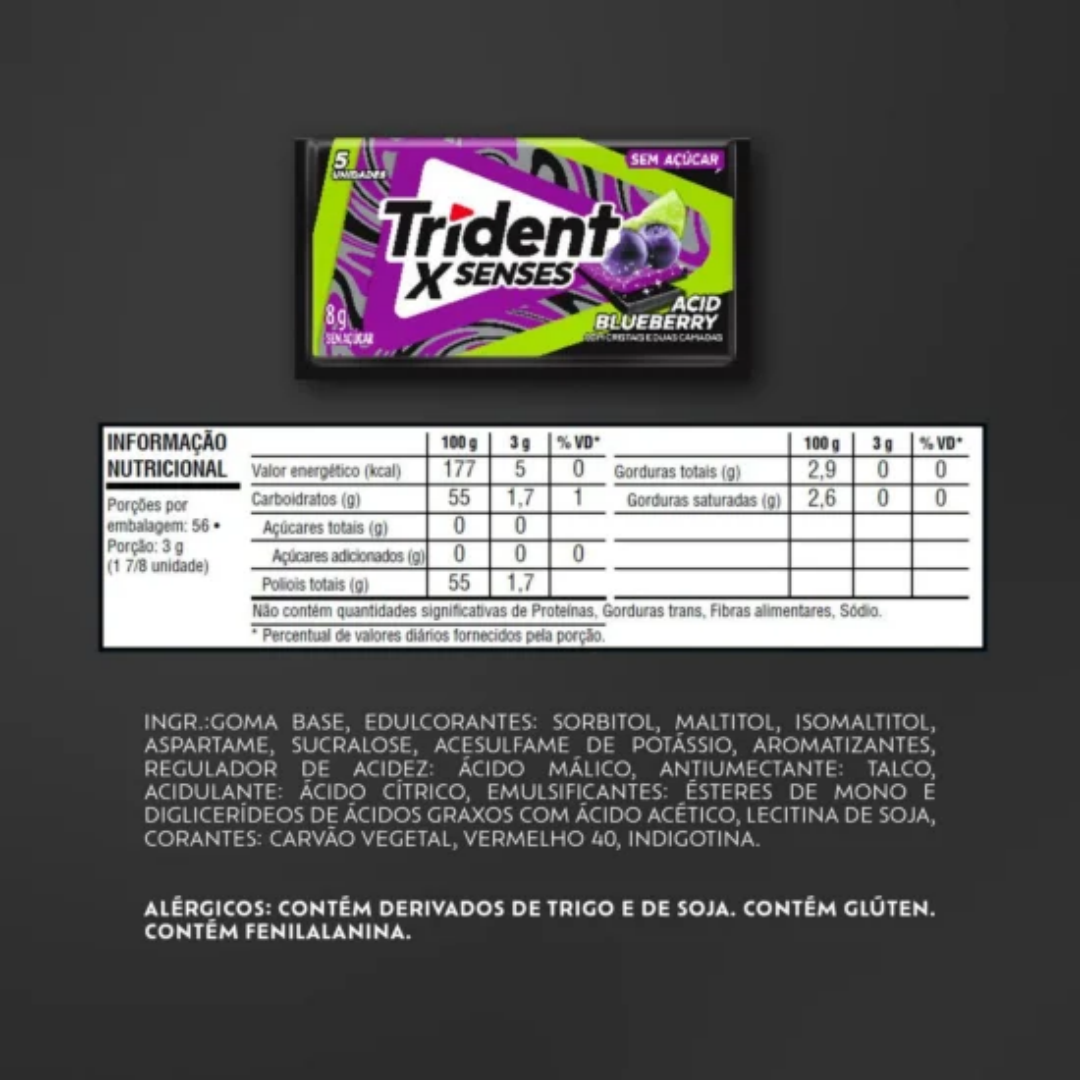 TRIDENT X SENSES ACID BLUEBERRY 5 UNIDADES - FarmaViver - Farmácia ...