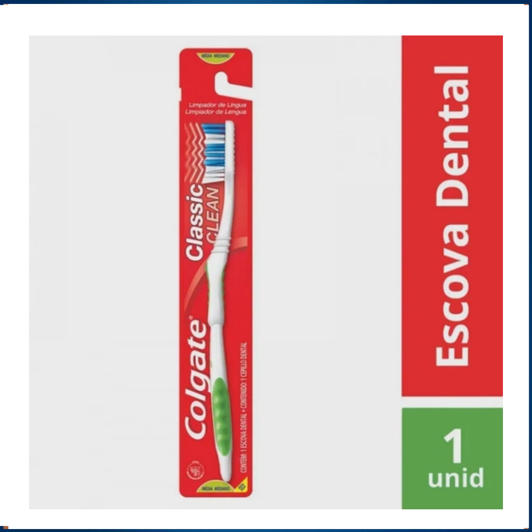 ESCOVA DENTAL COLGATE CLASSIC CLEAN MEDIA - FarmaViver - Farmácia ...
