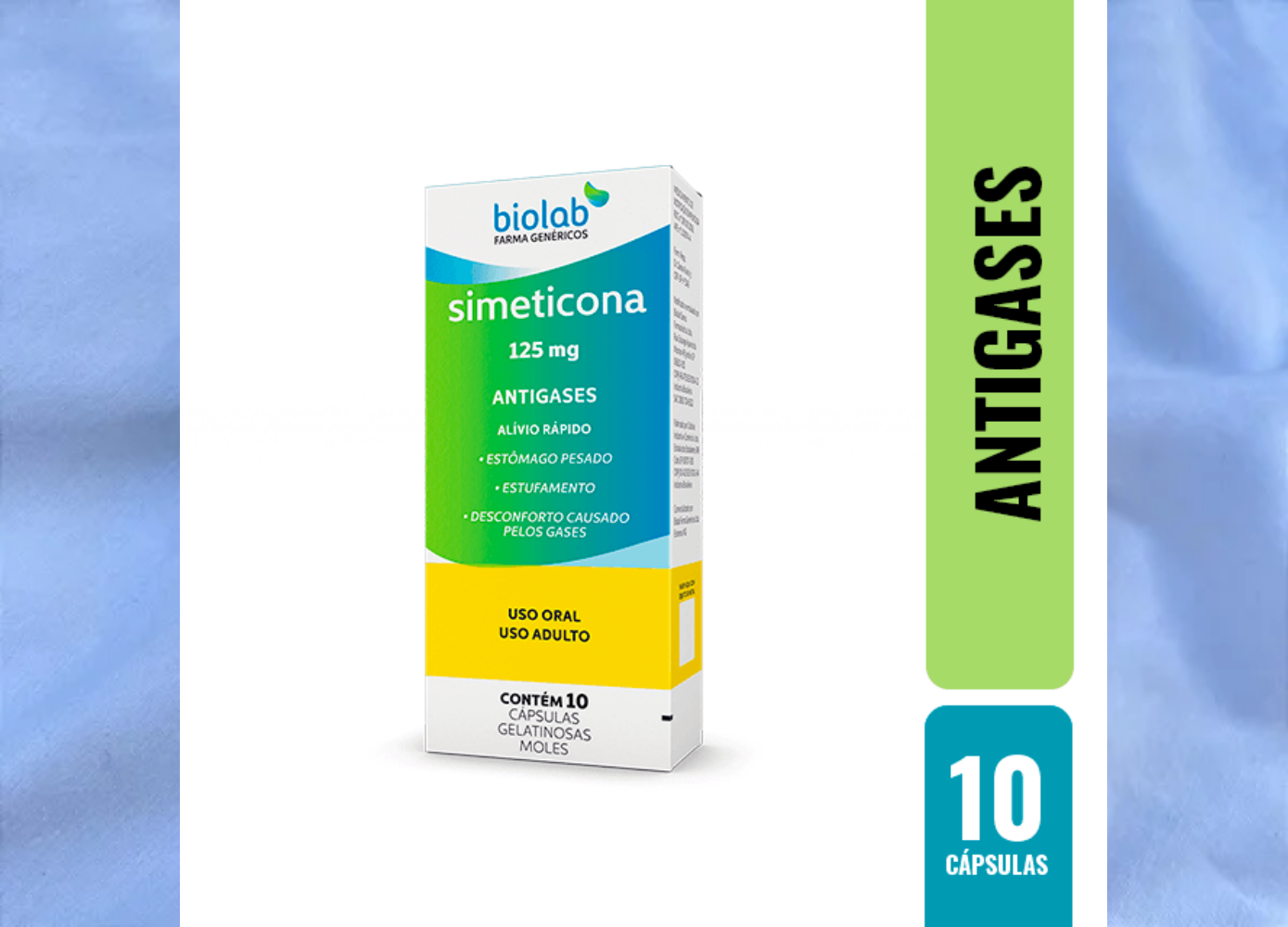 SIMETICONA 125 MG 10 CPS BIOLAB - FarmaViver - Farmácia Online 24 horas