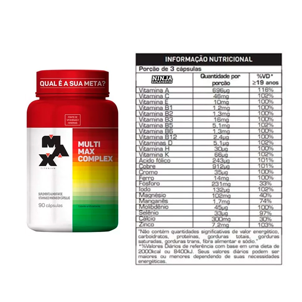 MULTIMAX COMPLEX MAX TITANIUM - 90 CAPS - Ninja Suplementos Curitiba - Loja Física e Virtual