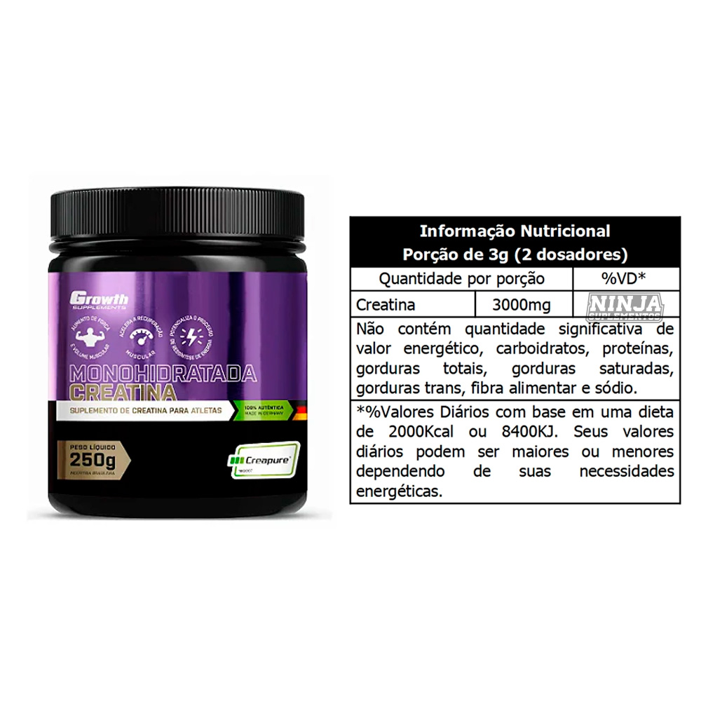CREATINA CREAPURE GROWTH - 250G - Ninja Suplementos Curitiba - Loja ...