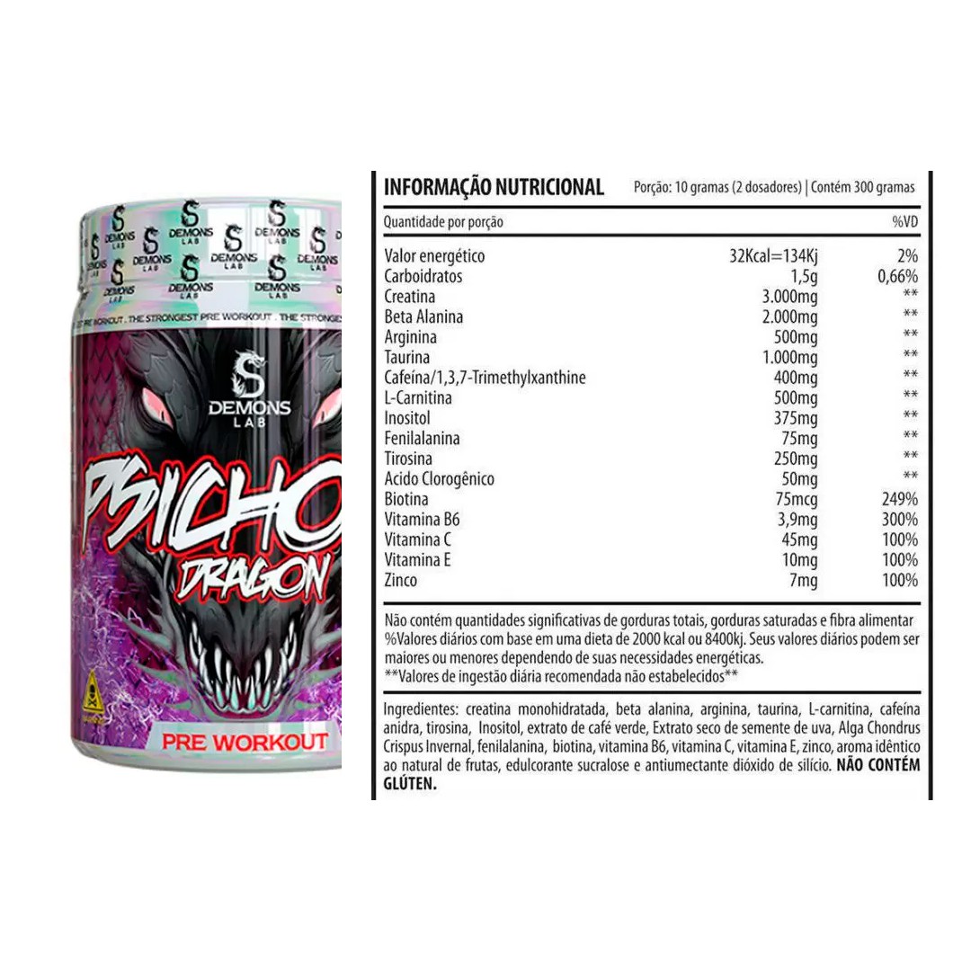 PSICHOTIC DRAGON DEMONS LAB - 300G - Ninja Suplementos Curitiba (41 ...