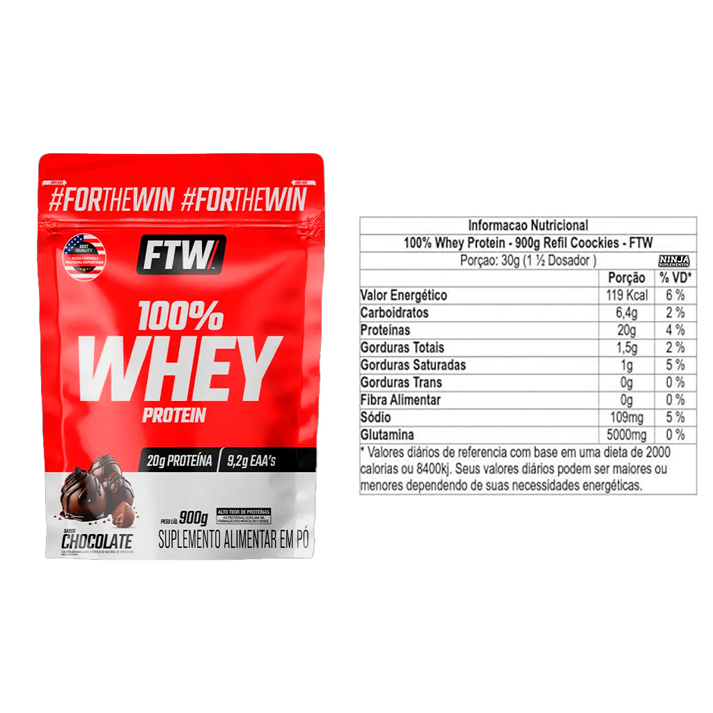 100% WHEY PROTEIN REFIL FTW - 900G - Ninja Suplementos Curitiba - Loja Física e Virtual