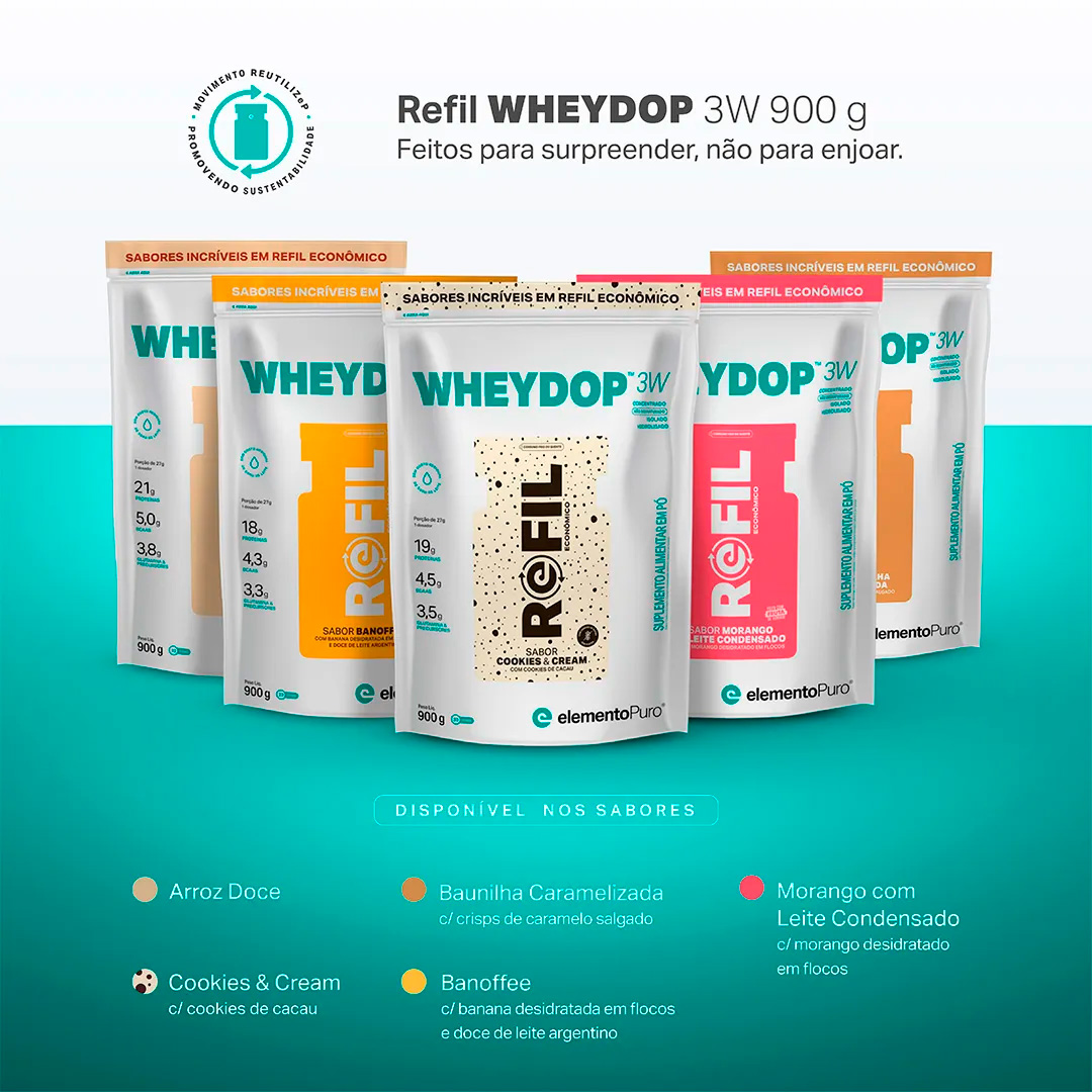 WHEYDOP 3W REFIL ELEMENTO PURO - 900G - Ninja Suplementos Curitiba ...