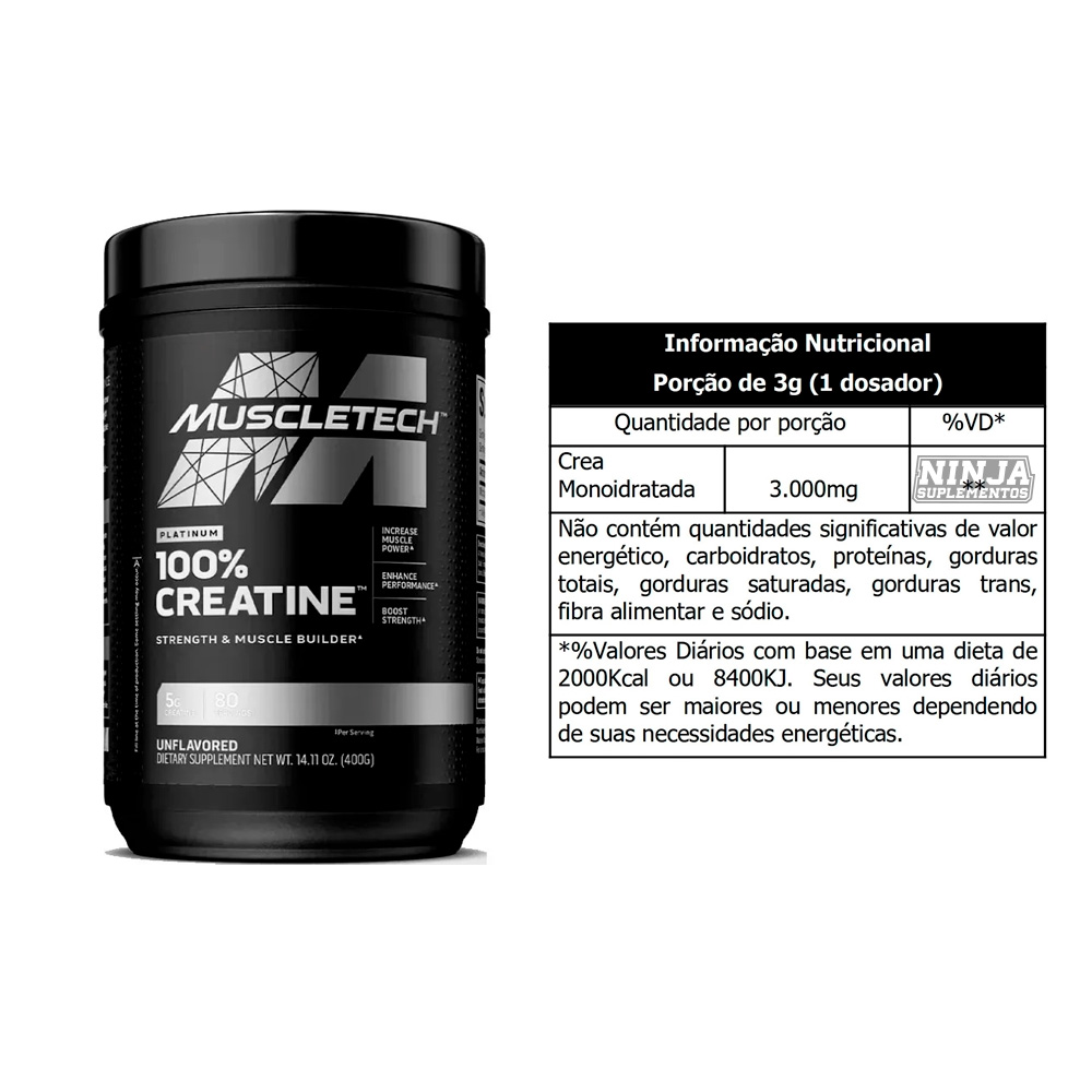 CREATINA PLATINUM MUSCLE TECH - 400G - Ninja Suplementos Curitiba ...