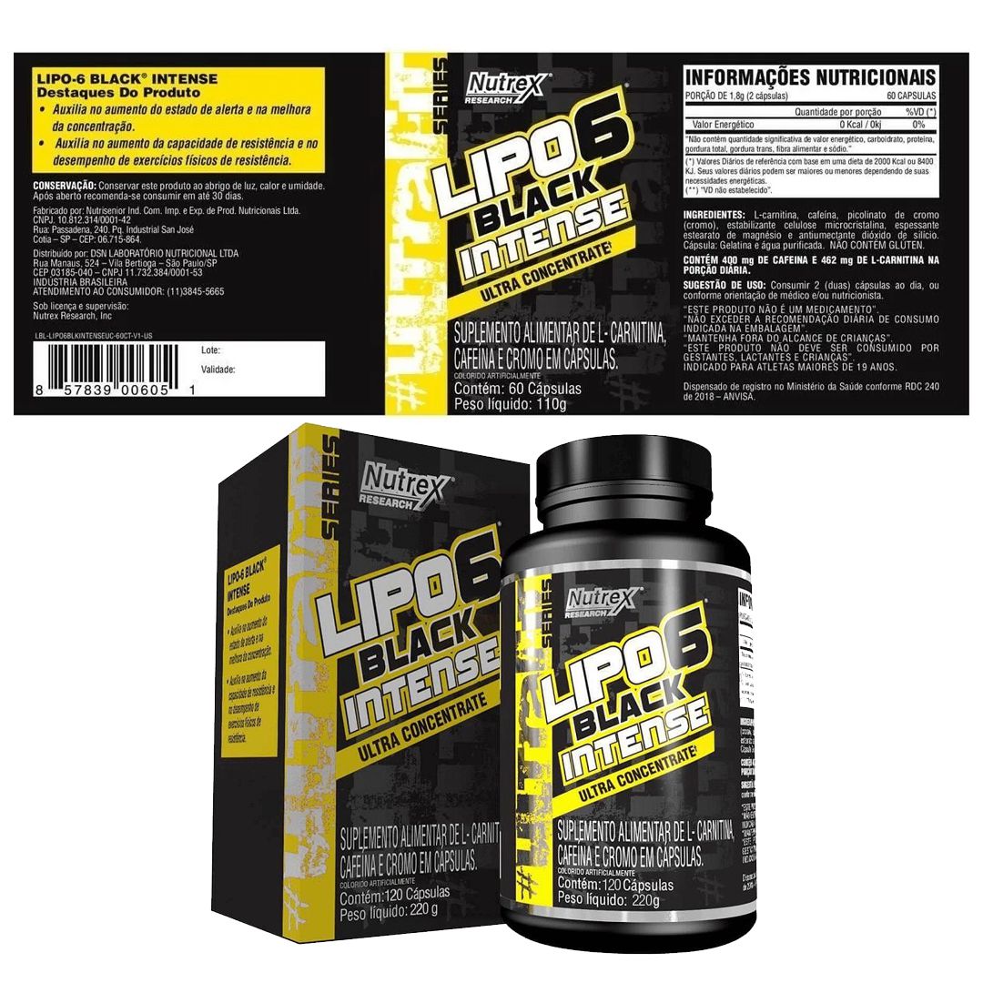 LIPO 6 BLACK INTENSE NACIONAL NUTREX - 120 CAPS - Ninja Suplementos Curitiba - Loja Física e Virtual