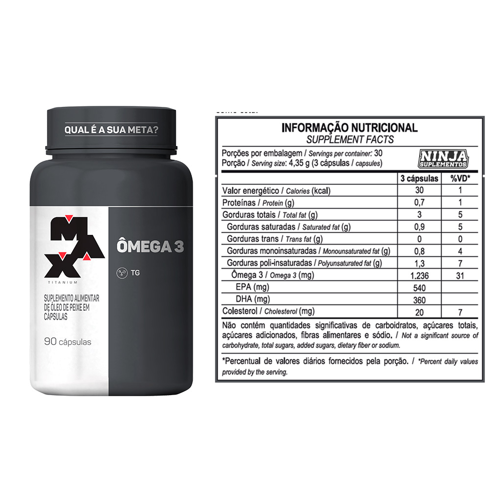 OMEGA 3 MAX TITANIUM - 90 CAPS - Ninja Suplementos Curitiba - Loja ...