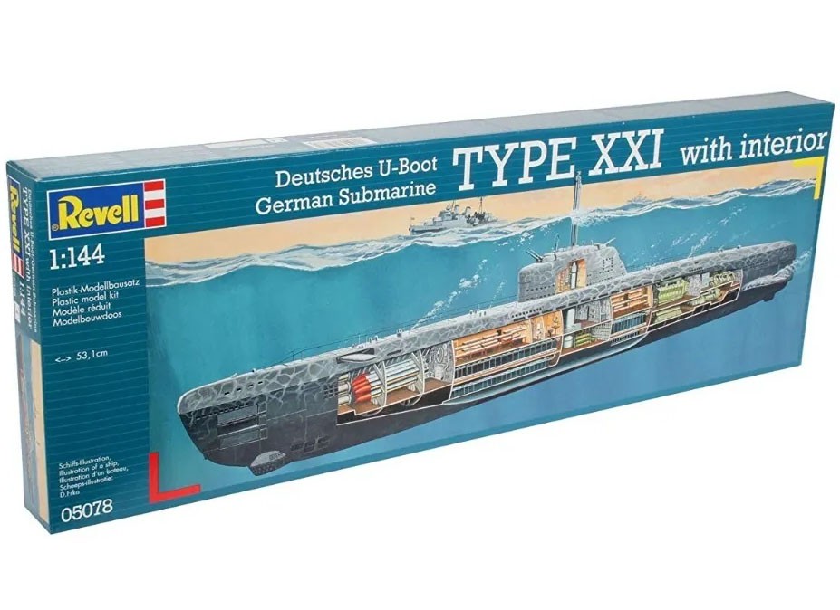 Submarino alemão U-Boot Tipo XXI interior visível 1/144 Revell 05078 ...