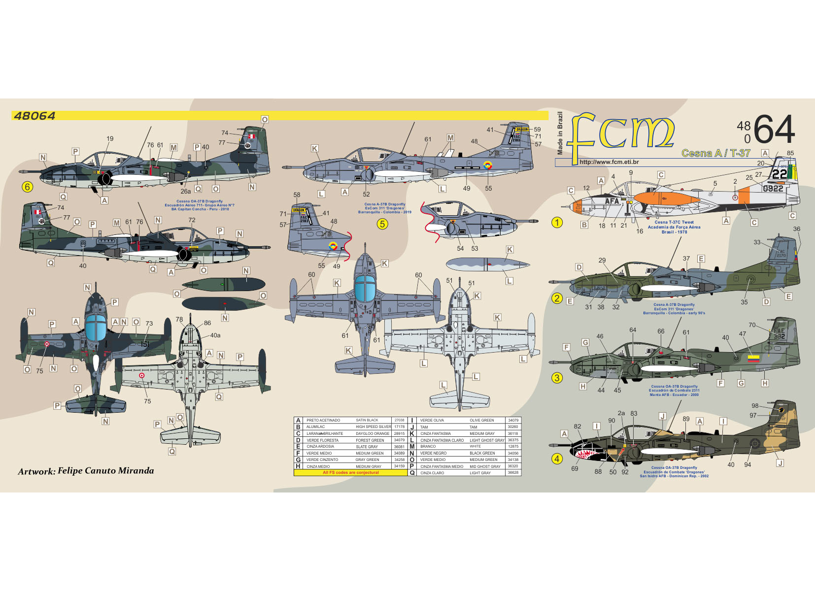Decalque Cessna T-37C AFA FAB 1/48 - FCM 48064 - BLIMPS