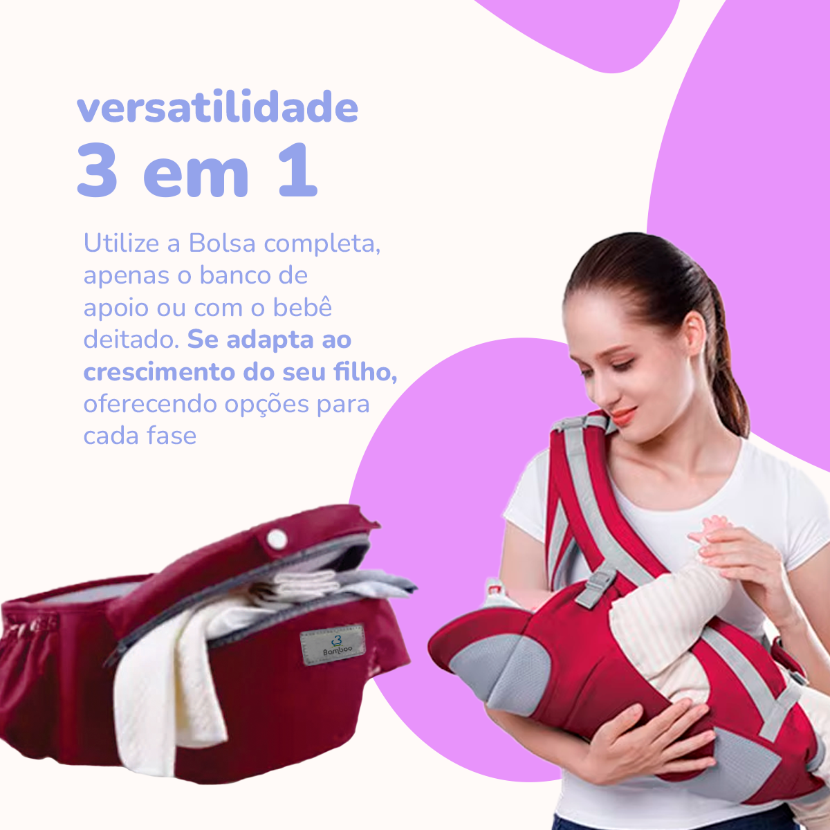 Canguru para bebê | Canguru Ergonômico Infantil - Bamboo Baby