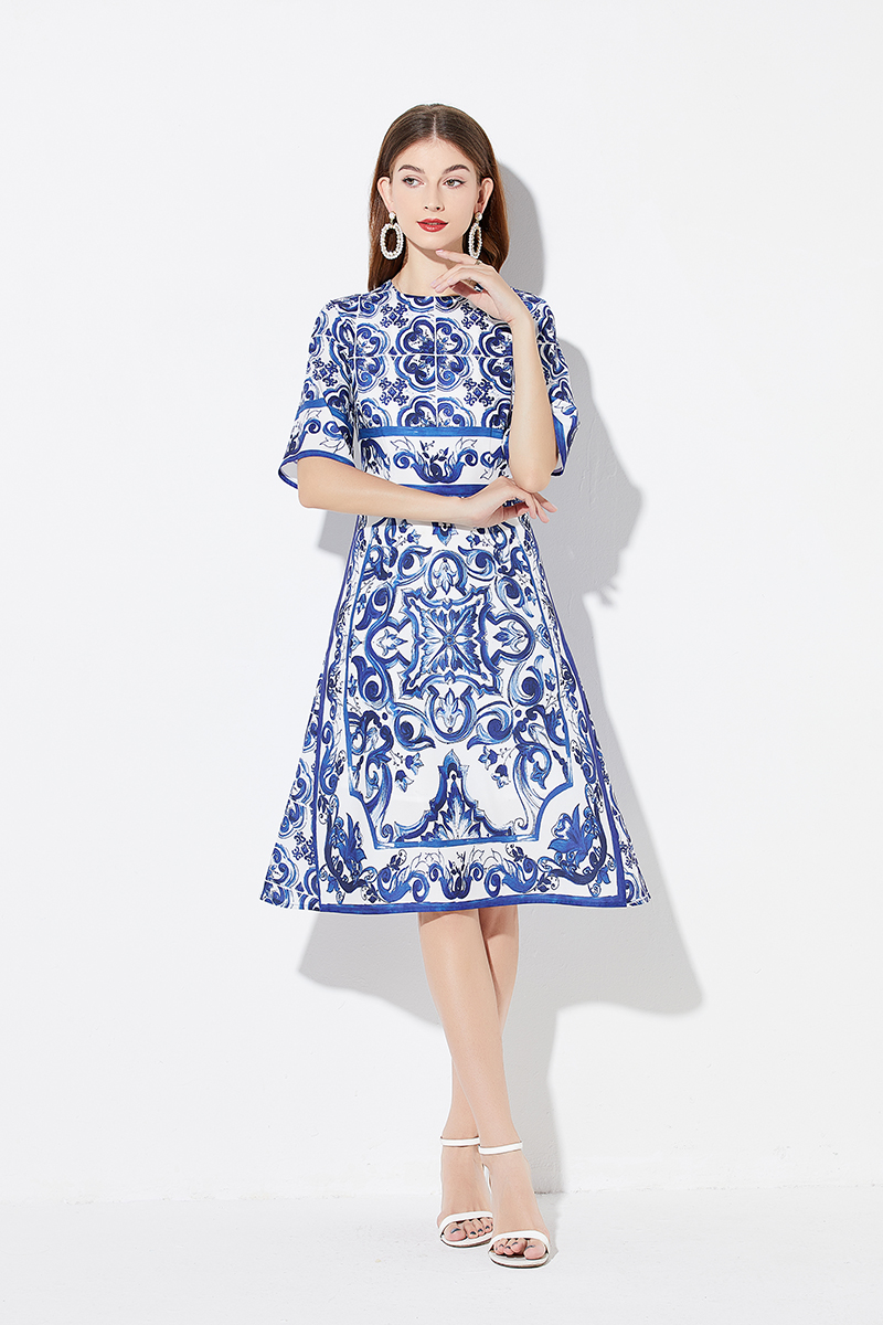 Vestido Lazuri dividido estampa Porcelana. - Z Boutique Oficial Moda OnLine