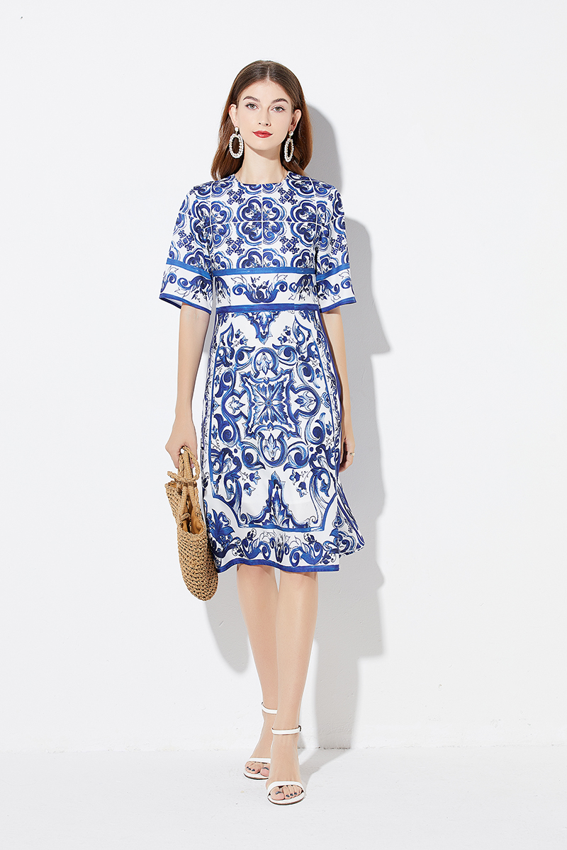 Vestido Lazuri dividido estampa Porcelana. - Z Boutique Oficial Moda OnLine