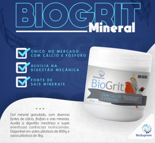 Biosuprem - Biogrit Mineral - 800g - Agro Shop Chuí