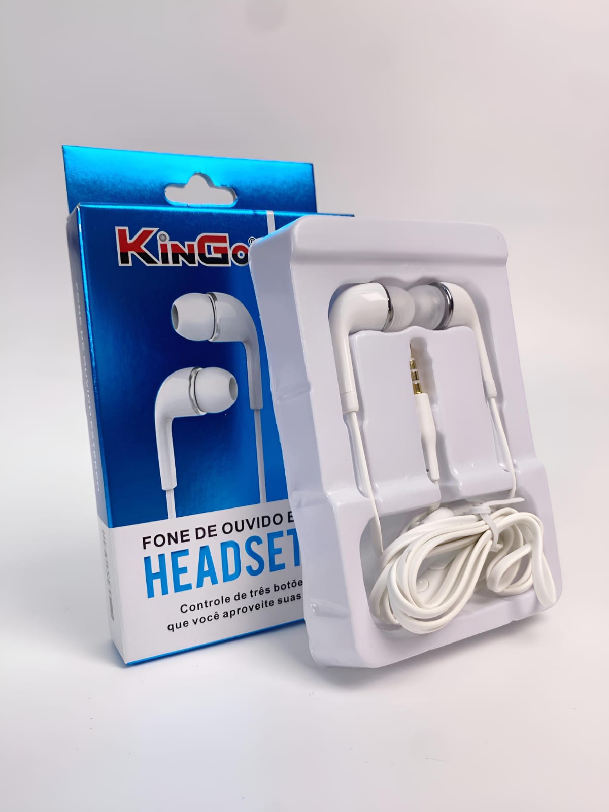 Fone de Ouvido P2 Com Fio Estéreo Branco S4 Kingo - Importados NAVI Atacado