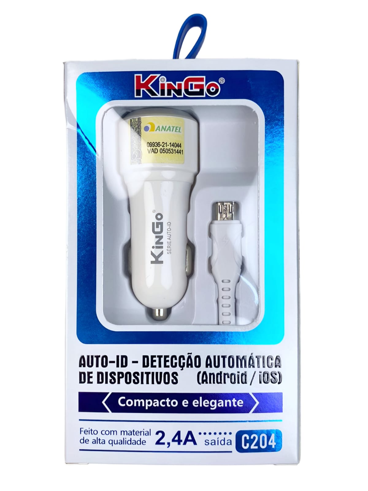 Carregador Veicular Para Micro USB V8 Com Duas Entradas USB Kingo C204 - Importados NAVI Atacado