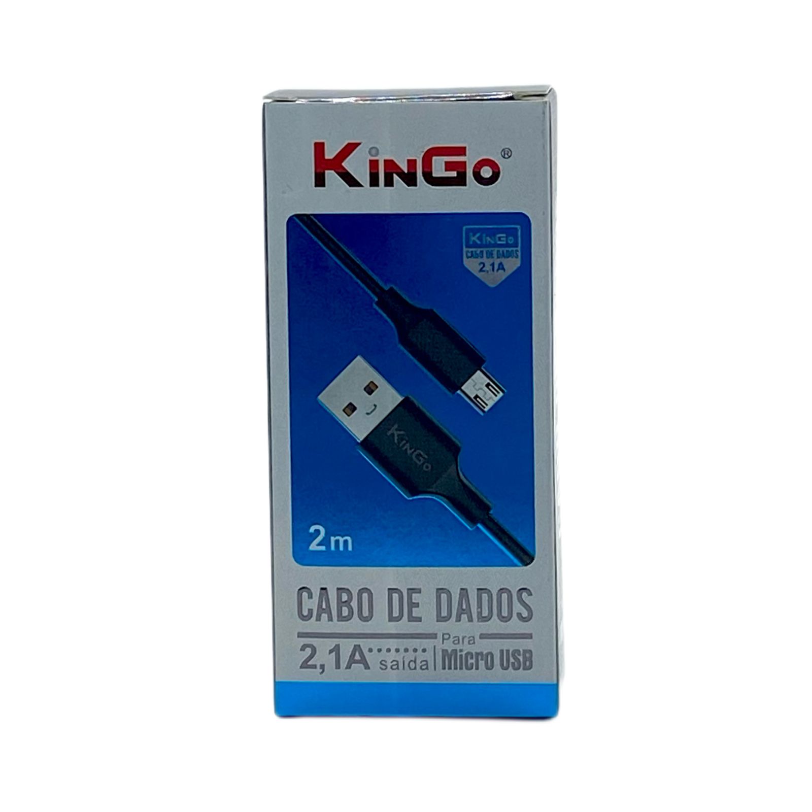 Cabo Micro USB V8 2 Metros Preto Kingo - Importados NAVI Atacado