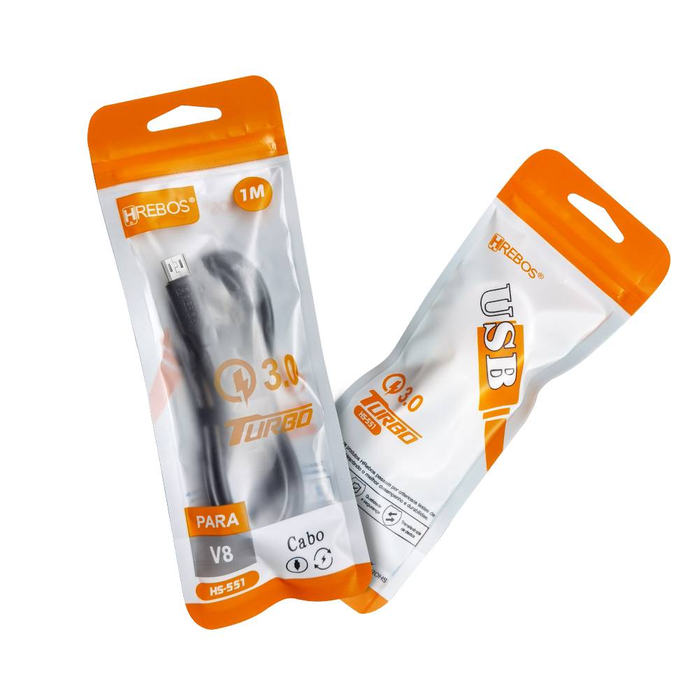 Cabo Turbo Micro USB V8 1 Metro Hrebos HS-551 - Importados NAVI Atacado