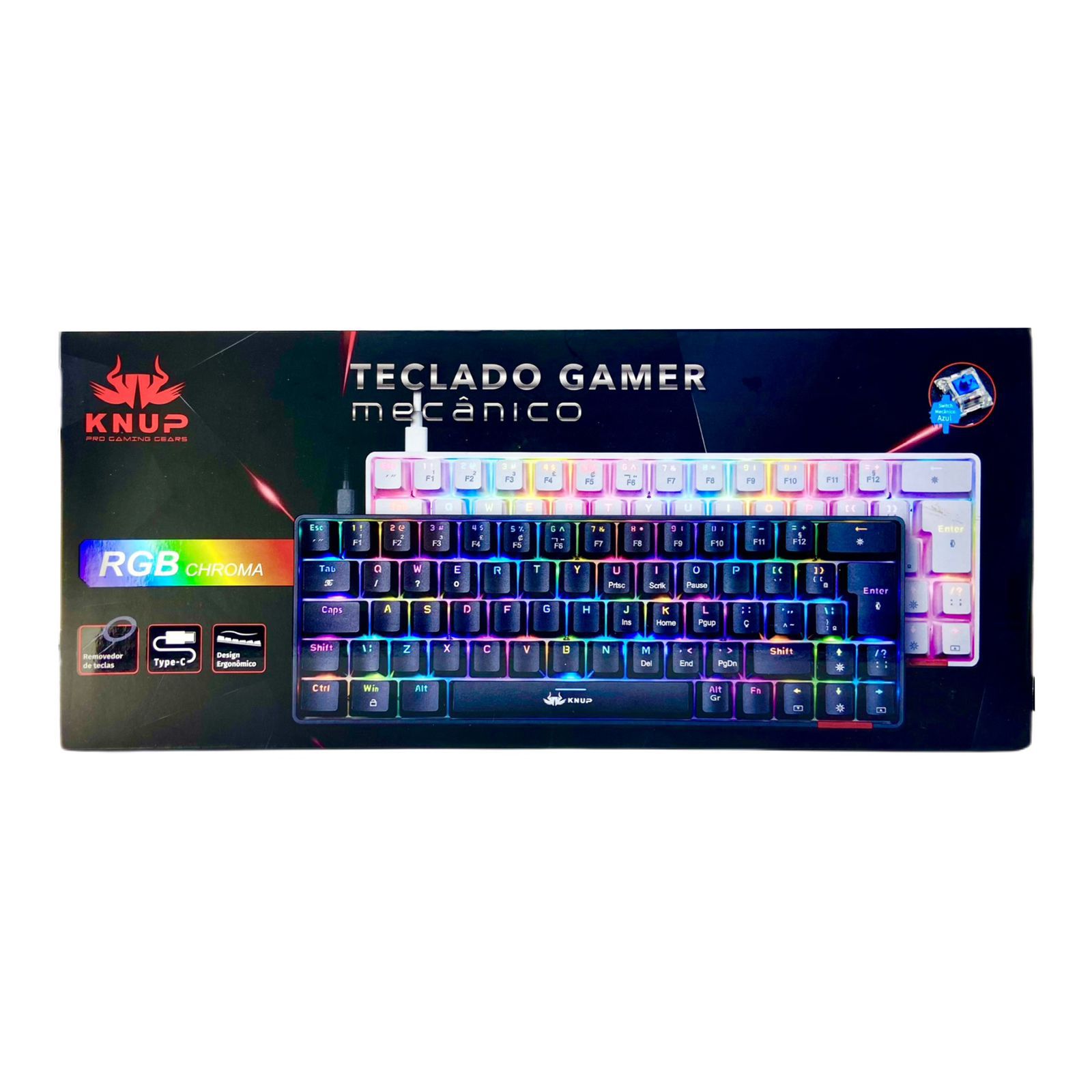 Teclado Knup Gamer Mecânico USB Iluminação Programável RGB TE-100 ...