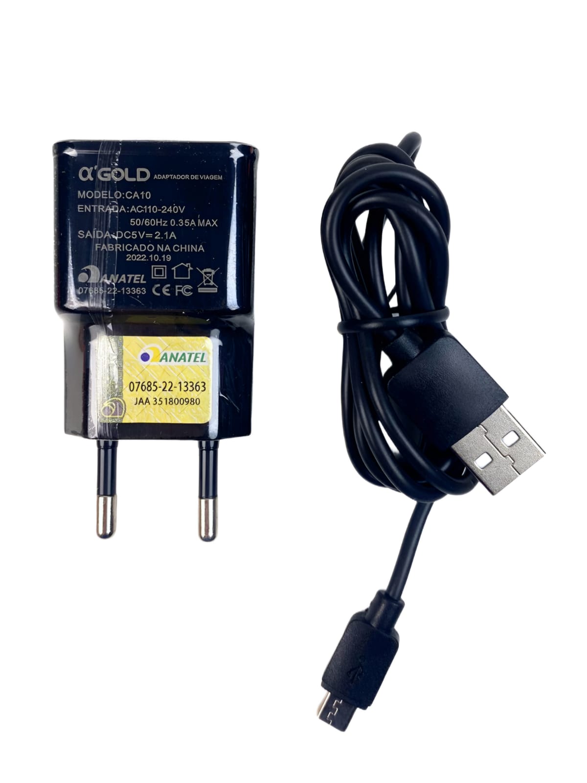 Carregador Completo Micro USB V8 Fonte E Cabo 2.1A A'Gold CA10-1 ...