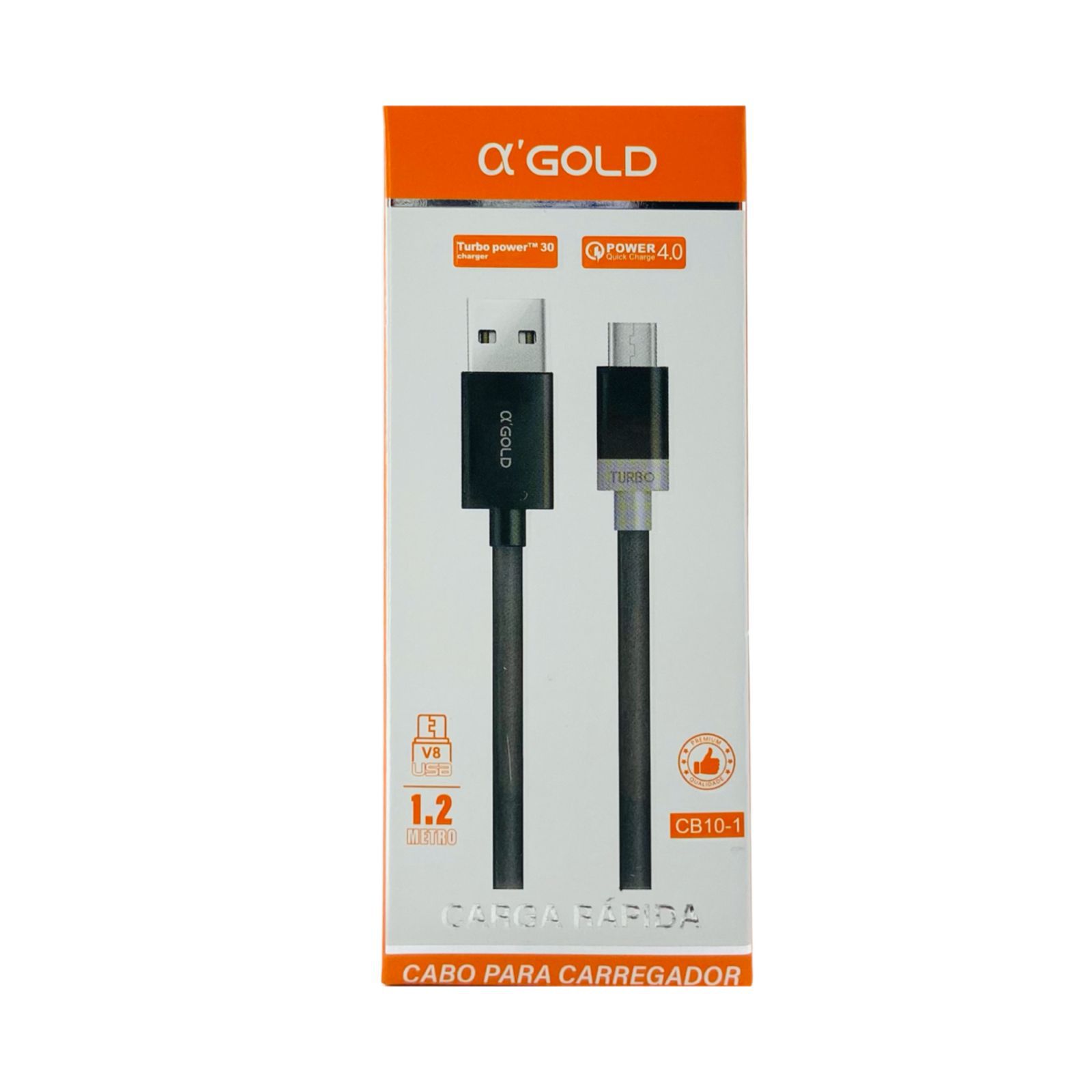 Cabo AlphaGold Micro USB V8 1.2 Metros CB10-1 - Importados NAVI Atacado