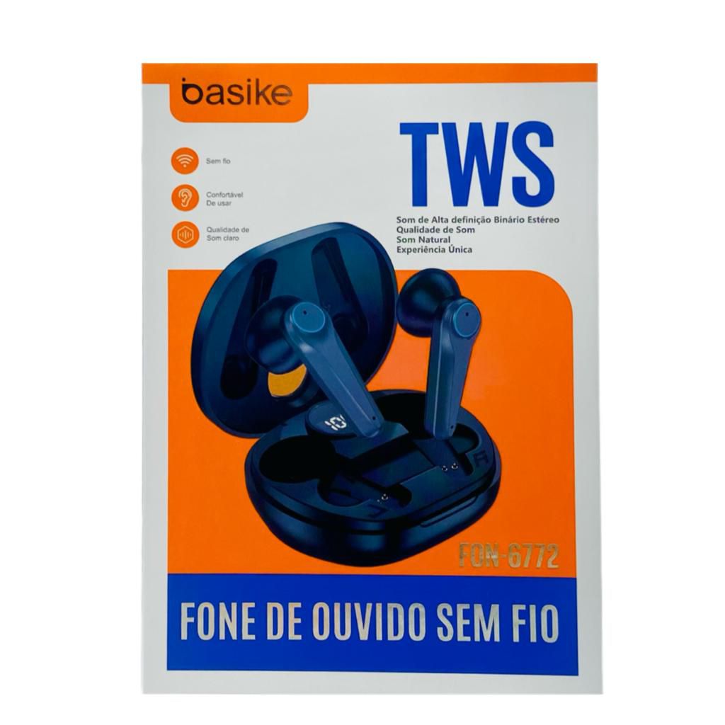 Fone Bluetooth Basike TWS Original Estéreo Alta Definição FON-6772 ...