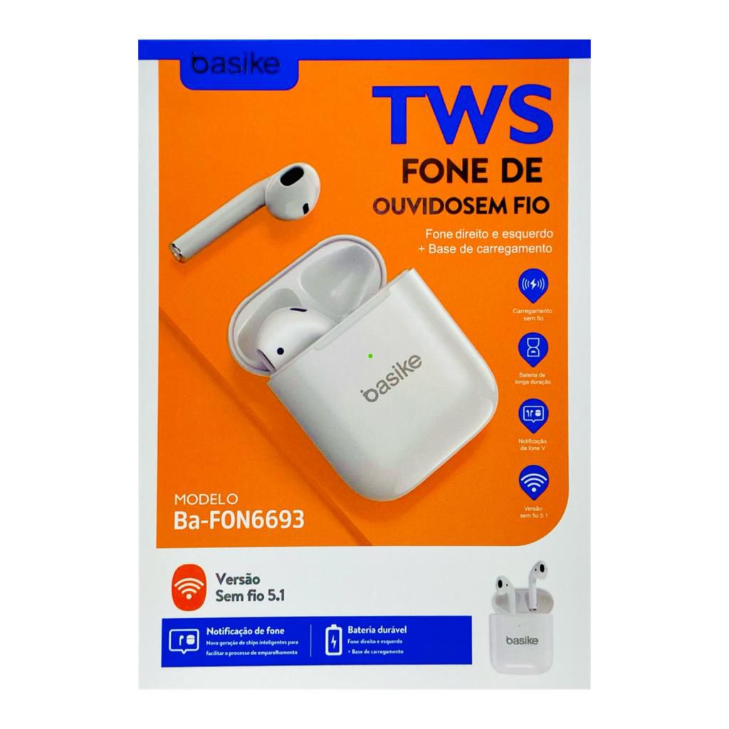 Fone Bluetooth Basike TWS Estéreo Alta Definição Ba-FON6693 ...