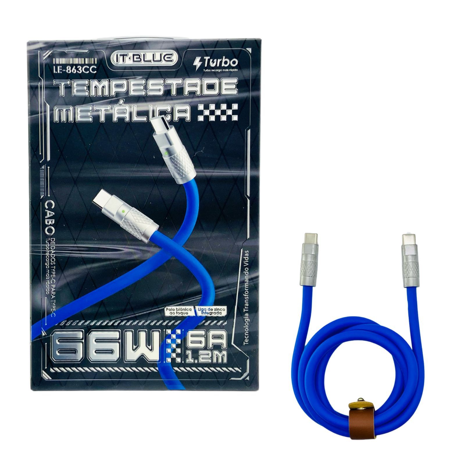 Cabo IT Blue Para Tipo C Tipo C Tempestade Metálica LE-863CC - Importados NAVI Atacado