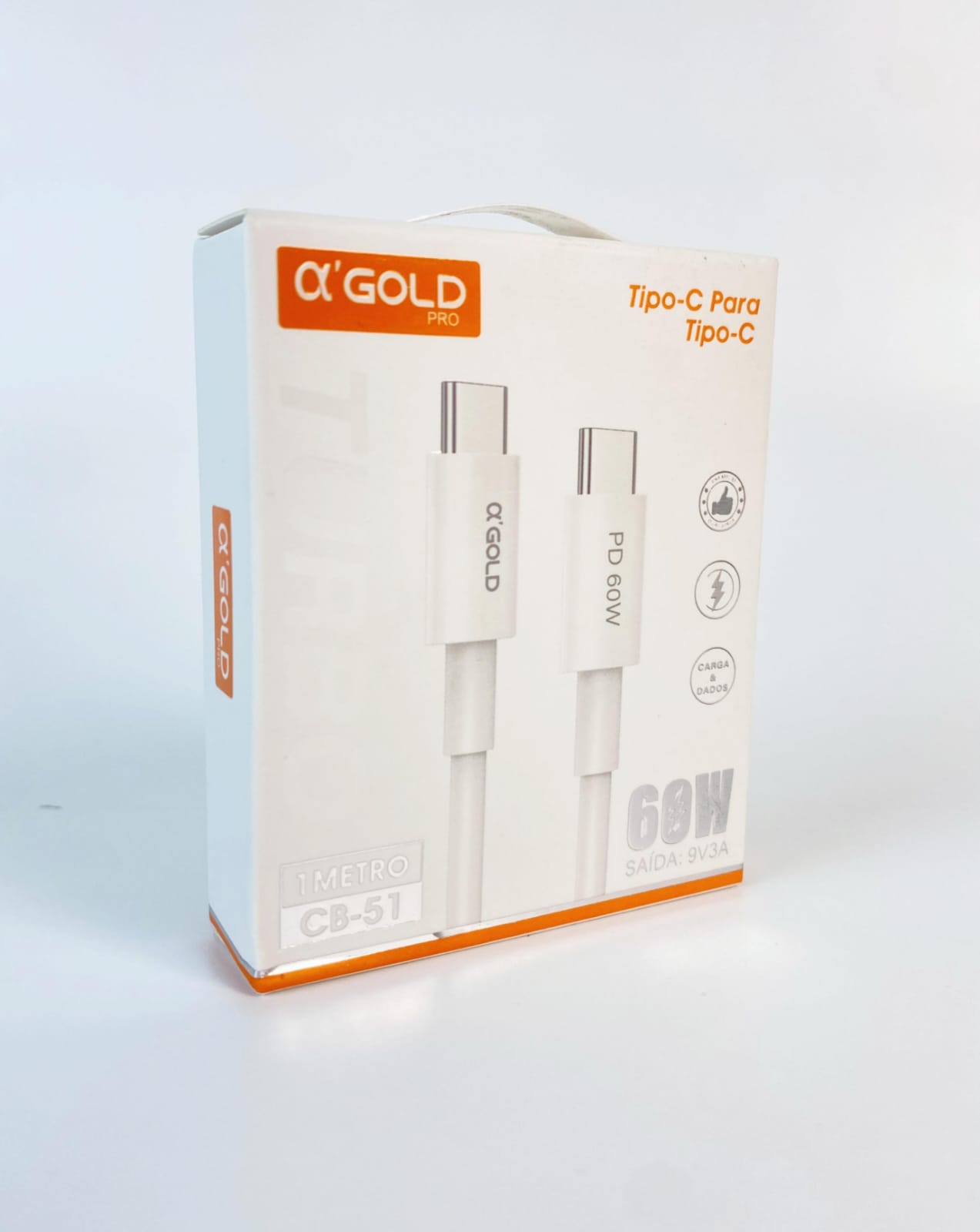 Cabo Turbo 60W Tipo C Tipo C 1 Metro A'Gold CB-51 - Importados NAVI Atacado Cabo Turbo 60W Tipo C Tipo C 1 Metro A'Gold CB-51 - Importados NAVI Atacado