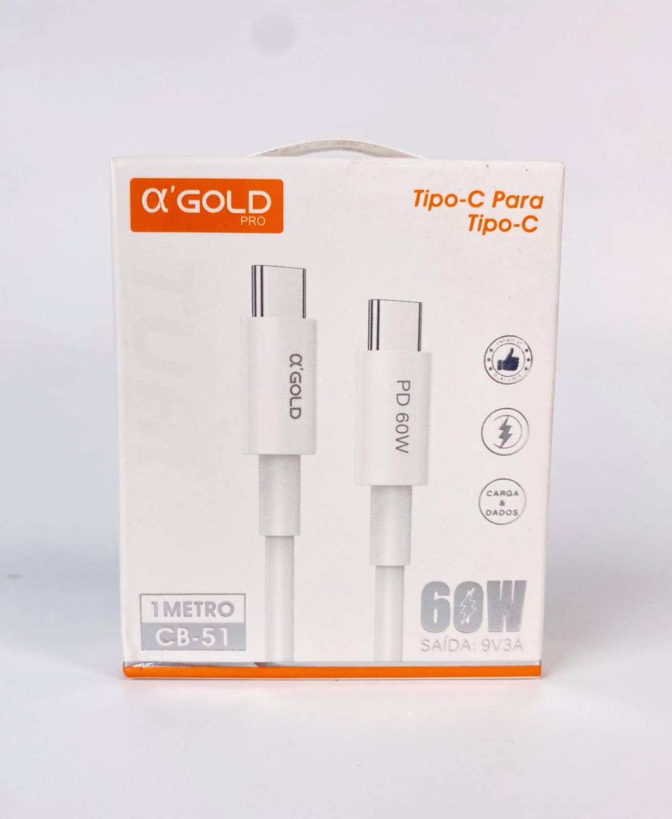 Cabo Turbo 60W Tipo C Tipo C 1 Metro A'Gold CB-51 - Importados NAVI Atacado Cabo Turbo 60W Tipo C Tipo C 1 Metro A'Gold CB-51 - Importados NAVI Atacado