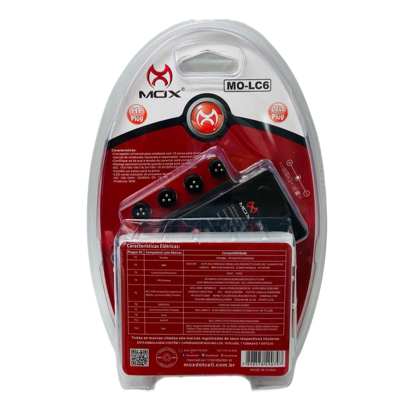 Carregador Universal Mox Notebook 10 Pinos MO-LC6 - Importados NAVI Atacado