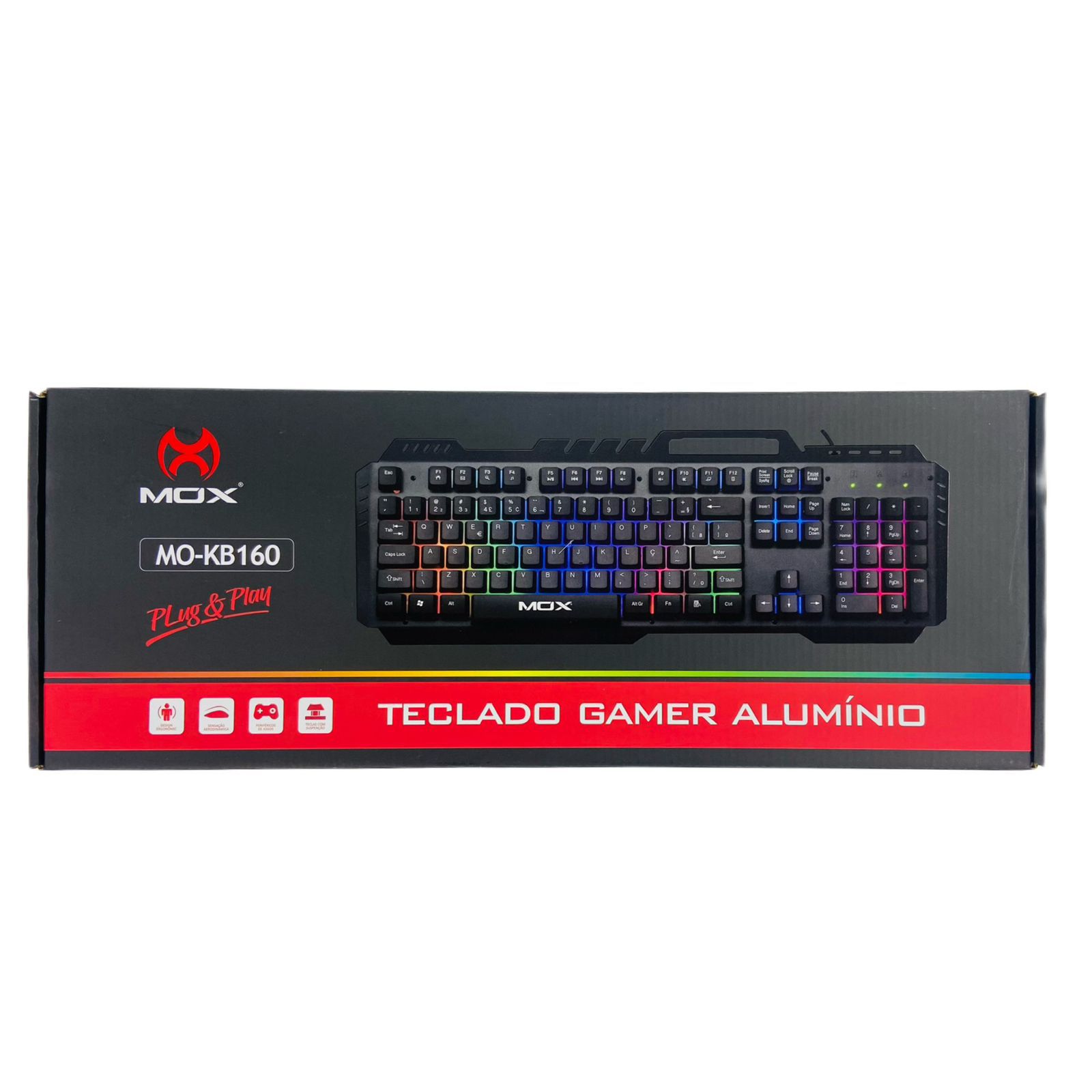 Teclado Mox Gamer Metálico Painel Em Alumínio USB MO-KB160 - Importados ...