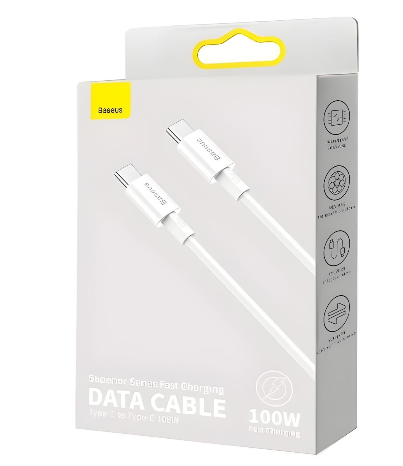 Cabo Turbo 100W USB-C P/ USB-C Superior Series 1 Metro Branco Baseus ...