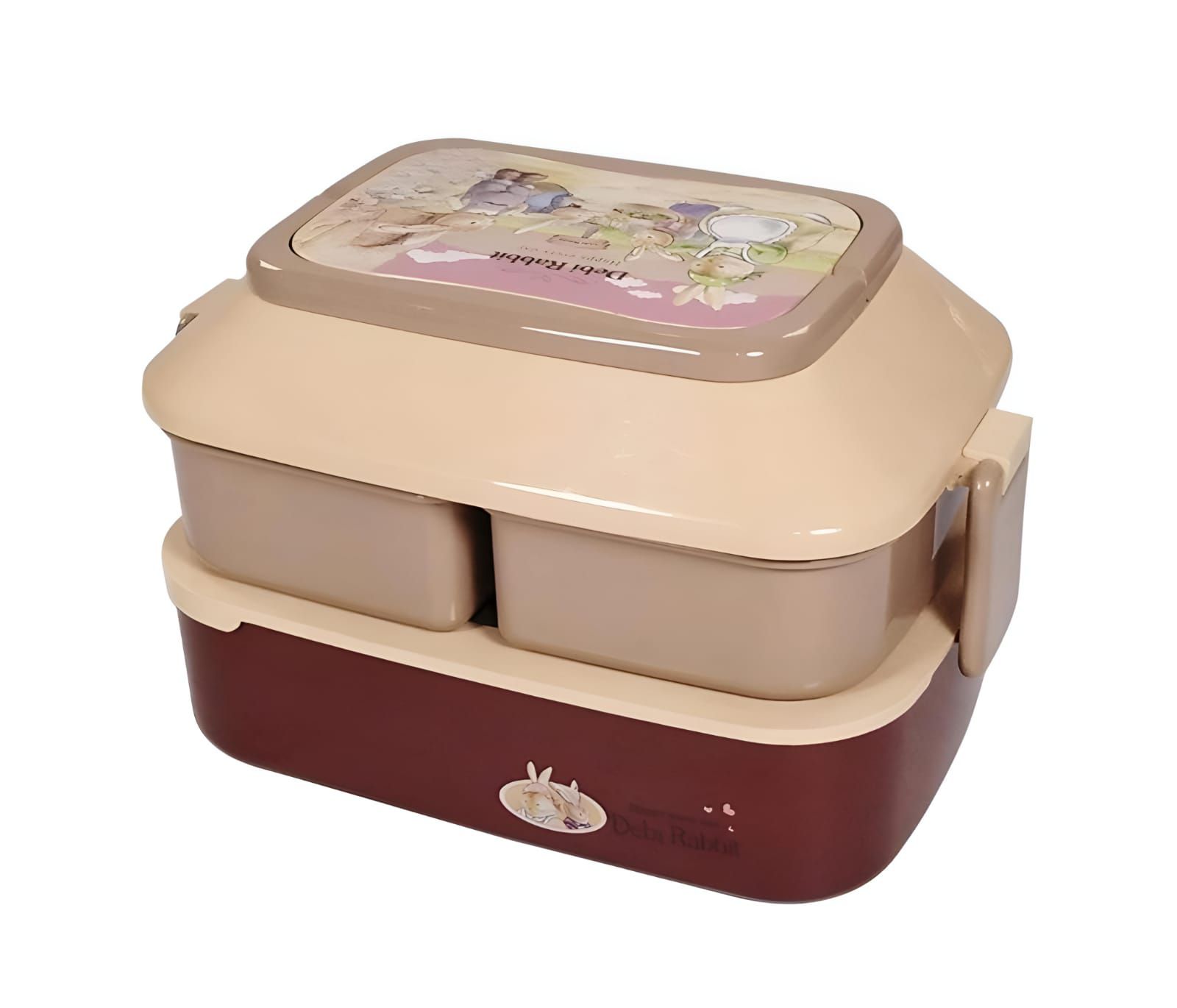 Marmita Lancheira Infantil 3 Compartimentos Com Talheres Debi Rabbit ...