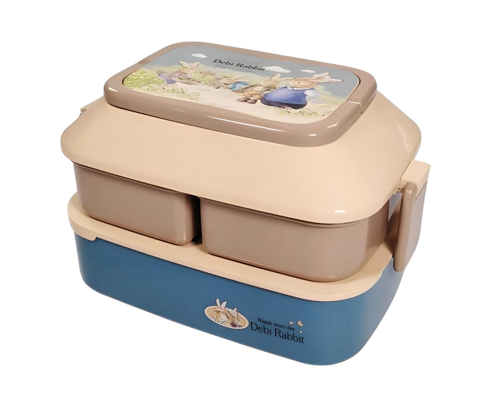 Marmita Lancheira Infantil 3 Compartimentos Com Talheres Debi Rabbit ...
