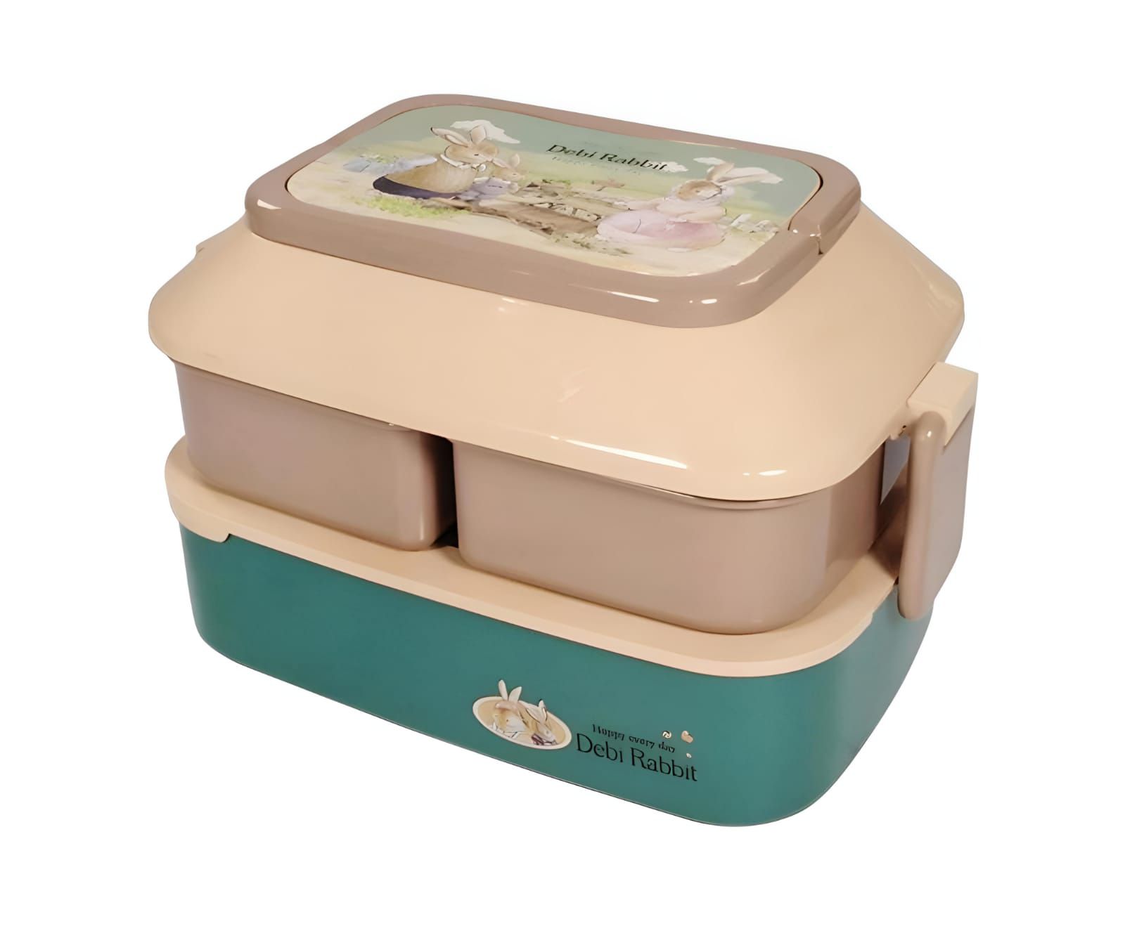 Marmita Lancheira Infantil 3 Compartimentos Com Talheres Debi Rabbit ...