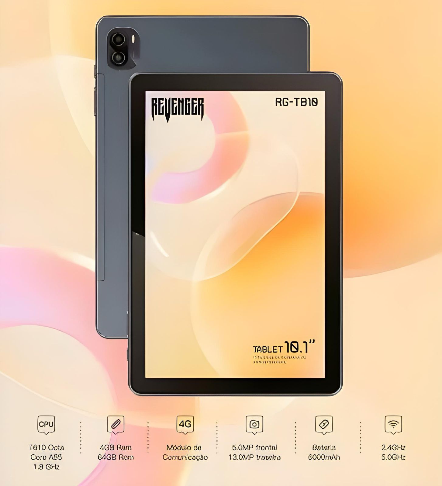 Tablet 10.1" 4GB RAM +64GB Cam 13MP Android 12 Revenger RG-TB10 - Importados NAVI Atacado