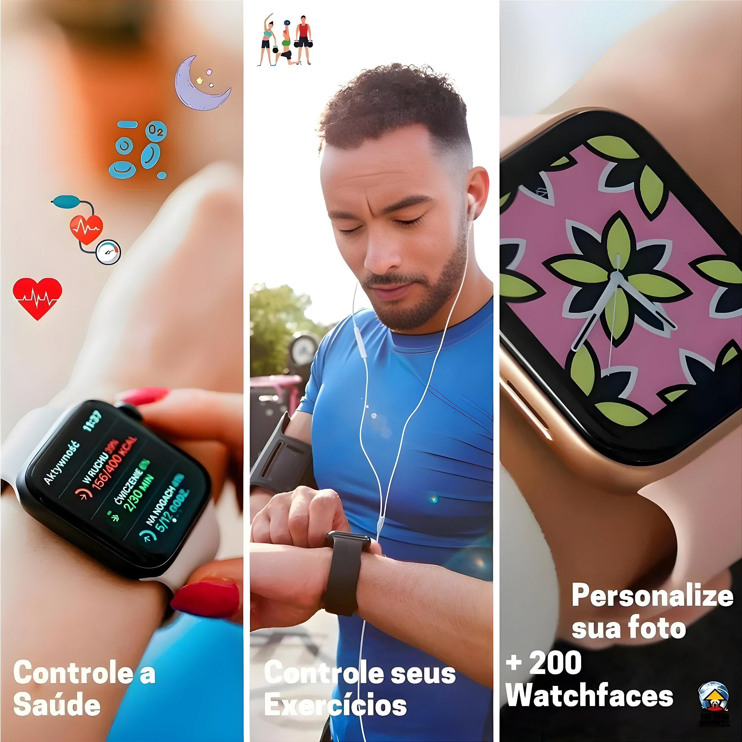 Relógio Inteligente Smartwatch W57 Pro Max NFC Bazik Prime + 7 Pulseiras - Importados NAVI Atacado