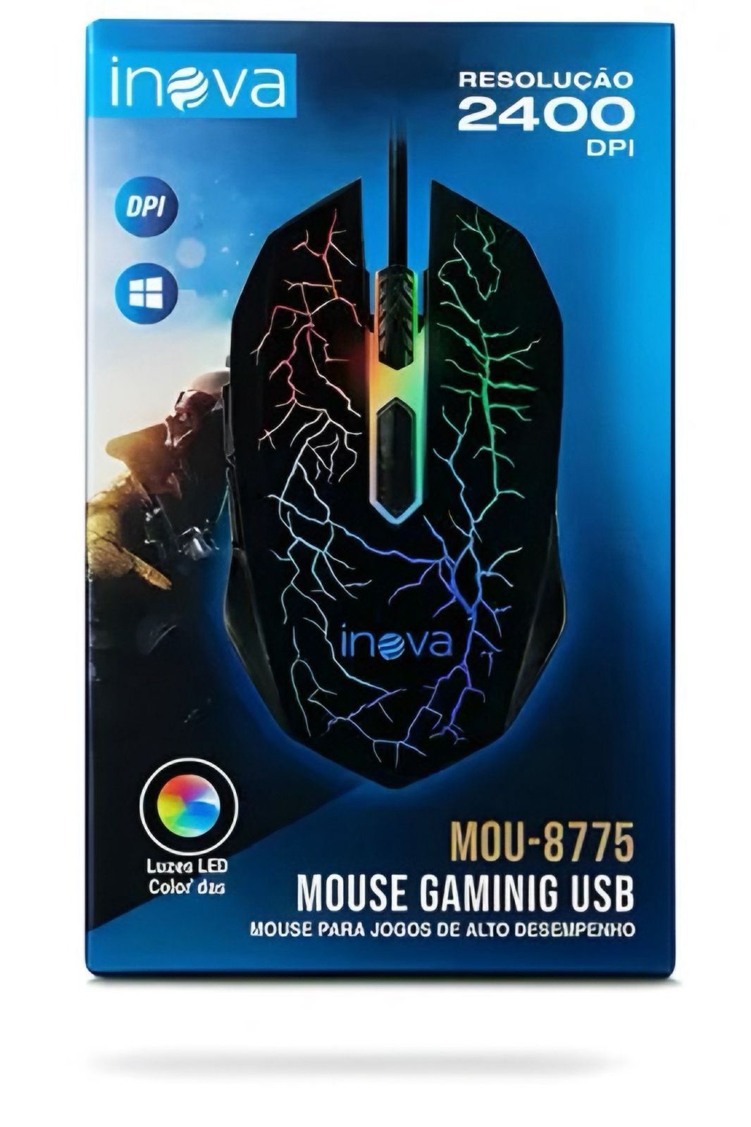 Mouse Gamer USB 2400 DPI Com 6 Botões E LED Inova MOU-8775 - Importados ...